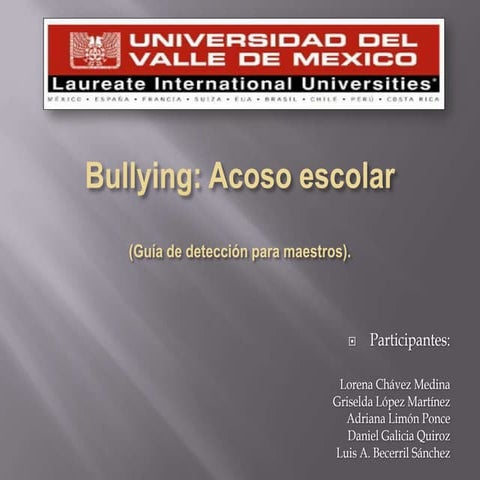 Exposicion sobre bullying escolar (acoso escolar) slideshare | PPT