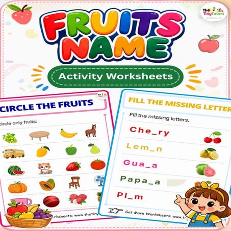 Interactive Fruit Worksheets for Kids | Preschool Learning Activities | PDF