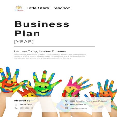 Preschool Business Plan Example | Upmetrics | PDF
