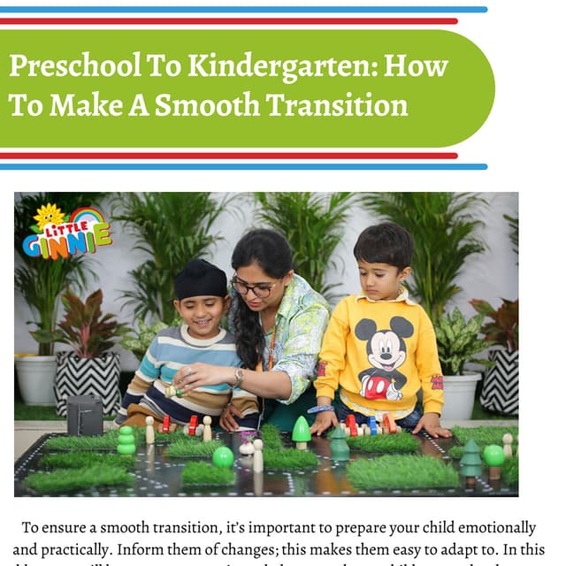 Preschool To Kindergarten How To Make A Smooth Transition | PDF