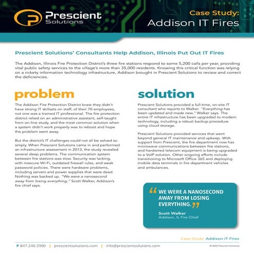 Prescient Solutions’ Consultants Help Addison, Illinois Put Out IT Fires | PDF | Free Download