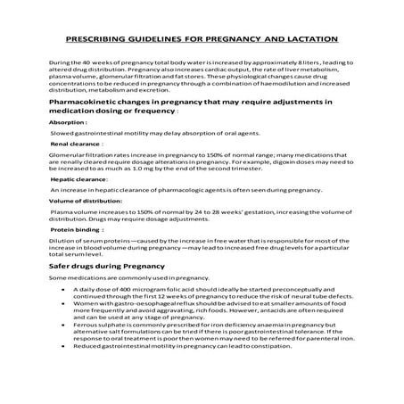 Prescribing guidelines for pregnancy and lactation by Dr.Prudhvi | DOCX