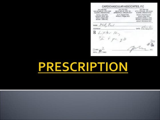 Writing a prescription (pharmacology practical class) | PPT
