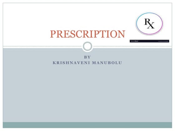 PARTS OF PRESCRIPTION AND HANDLING OF PRESCRIPTION | PPTX