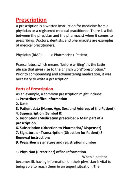 PARTS OF PRESCRIPTION | PDF
