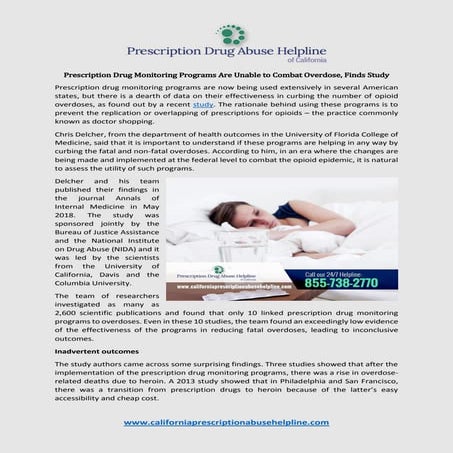 Prescription drug monitoring programs are unable to combat overdose ...