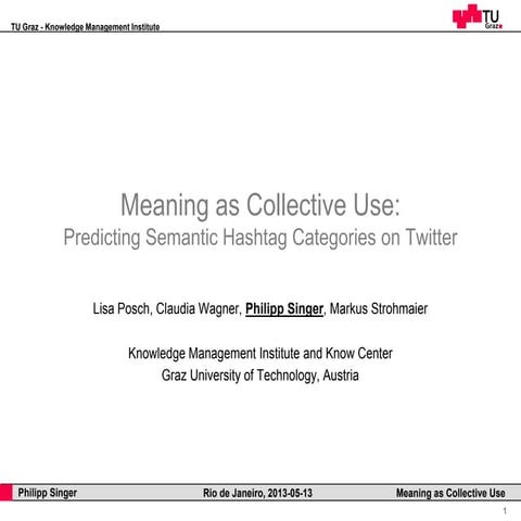Meaning As Collective Use Predicting Semantic Hashtag Categories On Twitter Ppt 