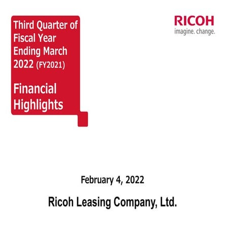Third Quarter of Fiscal Year Ending March 2022 (FY2021) Financial ...