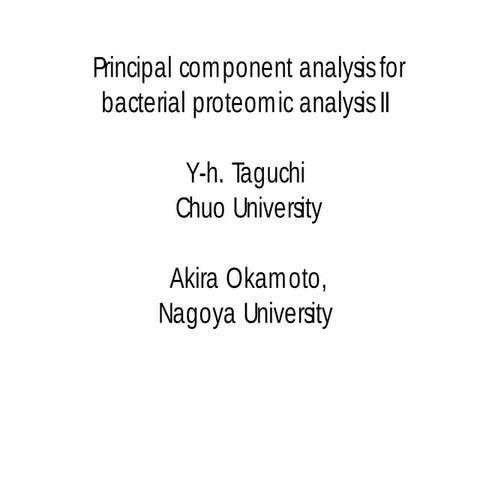 Principal component analysis for bacterial proteomic analysis II | PPT