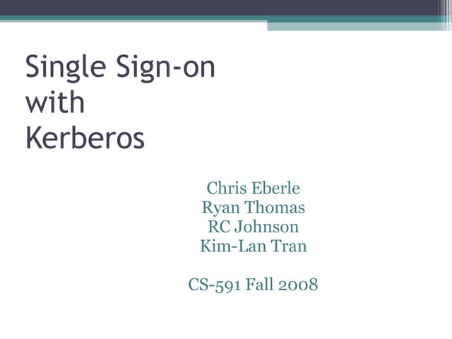 Sso With Kerberos Ppt