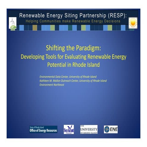 Shifting the Paradigm: Developing Tools for Evaluating Renewable Energy ...