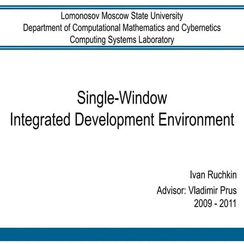 Single-Window Integrated Development Environment | PPTX | Computer ...