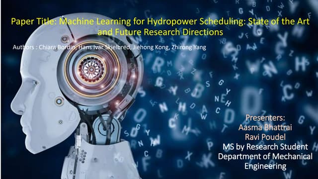 Present Ml For Hydro Schedulingpptx