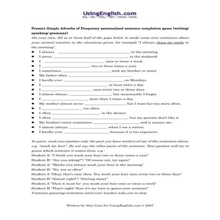 Present simple-adverbs-of-frequency-completion-game | PDF