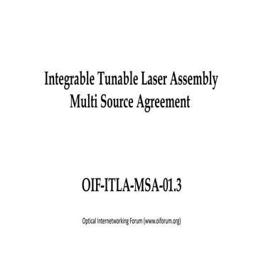 Integrable Tunable Laser Assembly Multi Source Agreement ITLA | PPTX