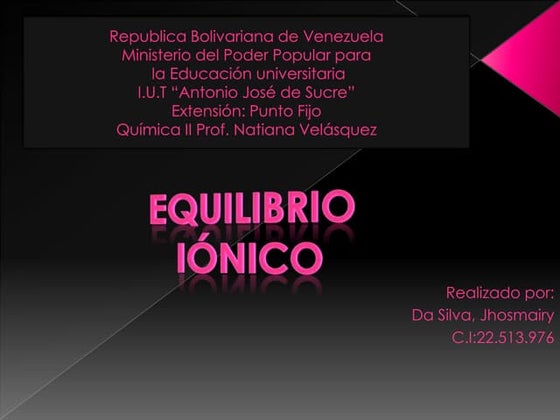 Equilibrio ionico | PPTX | Chemistry | Science