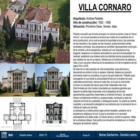 Villa Cornaro, Analisis arquitectonico de la obra | PPTX