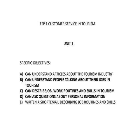 esp 1 customer service in tourism | PPTX