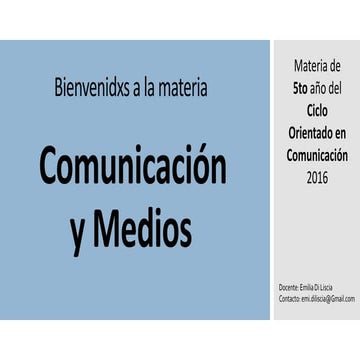 Presentación de materia Comunicación y Medios | PPTX