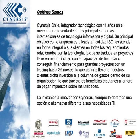 Presentación Corporativa Cynersis Chile | PPSX | Computing | Technology & Computing