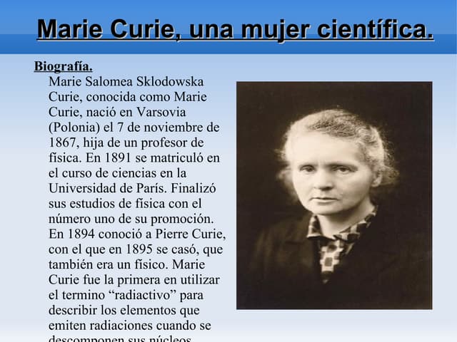 Marie curie y la radiactividad | PPT | Chemistry | Science