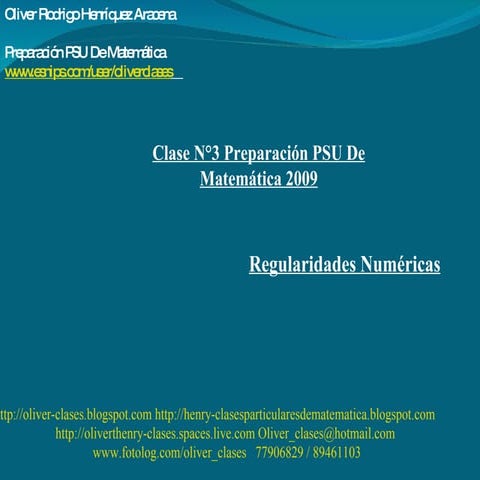 PresentacióN N°4 Psu De MatemáTica Regularidades NuméRicas | PPT