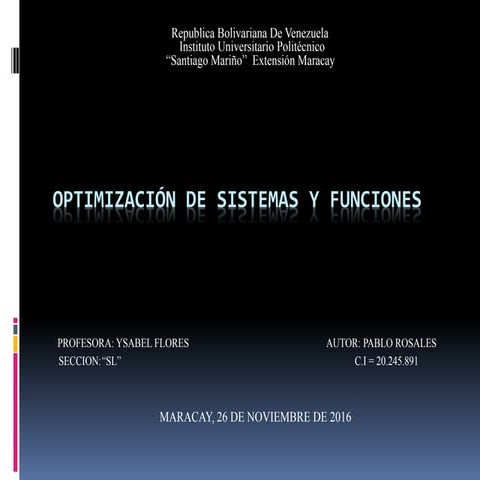 Presentación optimizacion de sistema | PPTX