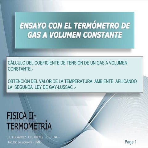 Termómetro de gas de Volumen constante | PPT