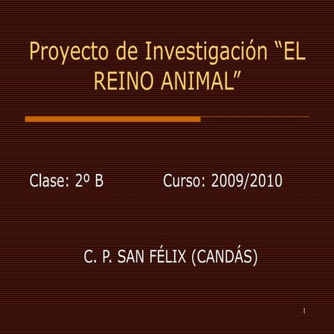 PresentacióN Proyecto De InvestigacióN, El Reino Animal | PPT