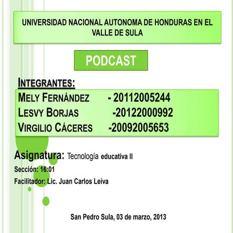 PODCAST definición, elementos y tipos, ejemplos | PPTX