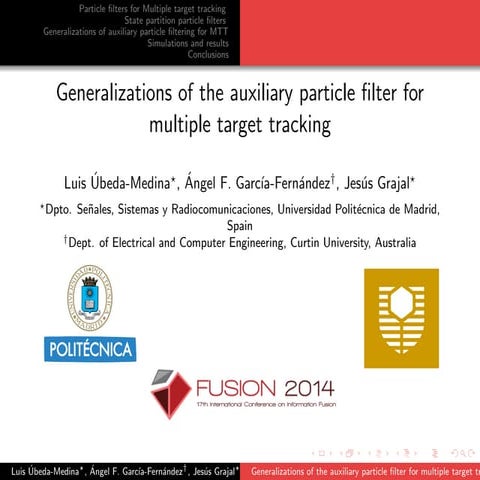Generalizations Of The Auxiliary Particle Filter For Multiple Target Tracking Pdf Cameras