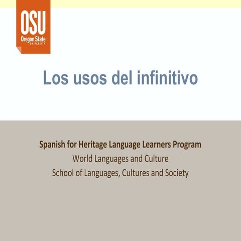 Los usos del infinitivo | PPT