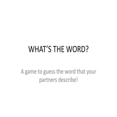 A GUESS THE WORD GAME! | PPTX