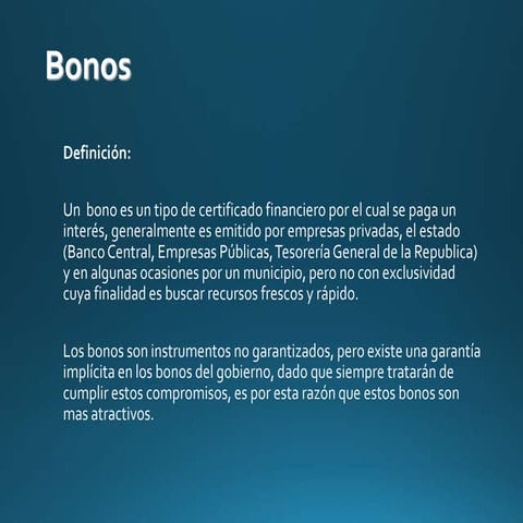 Presentacion_bonos_clase que son los bonos y sus caracteristicas | PPT