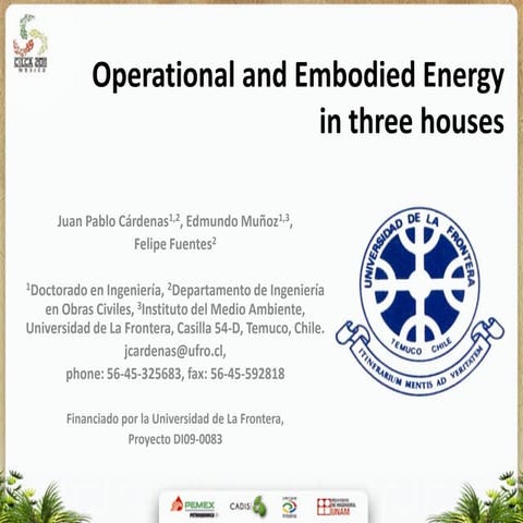 Operational and Embodied Energy in three houses | PPTX