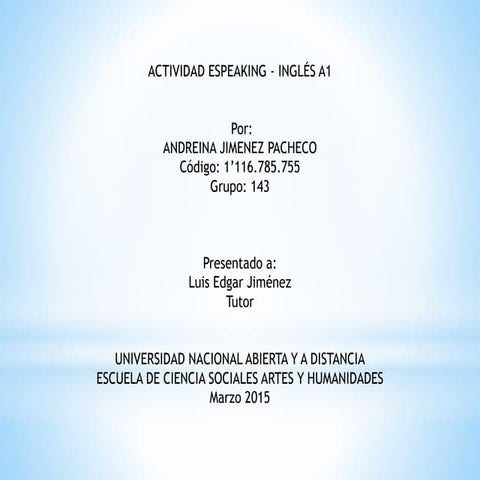 SPEAKING ASSIGNMENT ANDREINA JIMENEZ | PPTX
