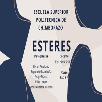 PRESENTACION sobre los ESTERES en quimica organica | PPTX