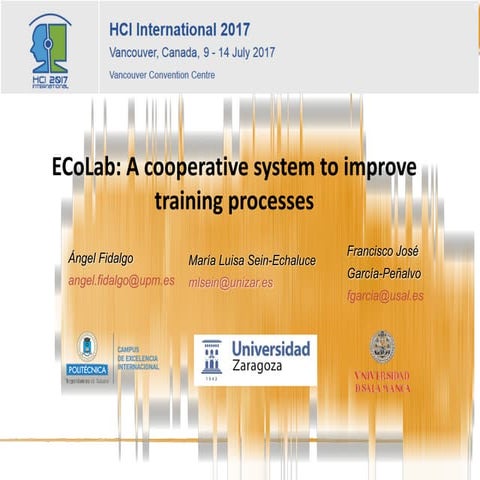 Presentation of the paper “ECoLab: A cooperative system to improve ...