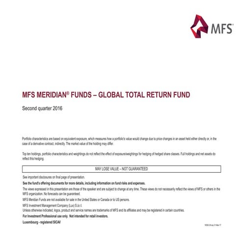 Presentacion MFS: Funds Experience 2016 | PDF