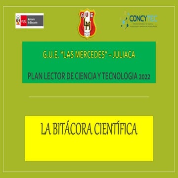 PRESENTACION PLAN LECTOR 2022 LA BITACORA CIENTIFICA_AREA DE CIENCIA Y ...