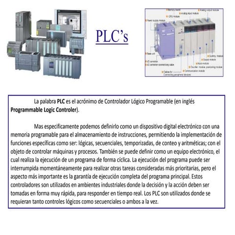 PLC - Programmable Logic Controller (Controlador Lógico Programable) | PPTX