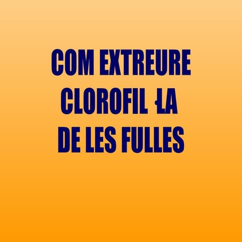 COM EXTREURE CLOROFIL·LA DE LES FULLES! | PPT