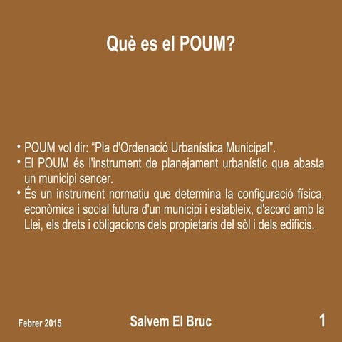 Presentació de Salvem El Bruc sobre el POUM | PPT