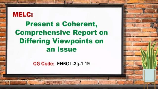 Present a coherent, comprehensive report on differing viewpoints on an ... Present a coherent, comprehensive report on differing viewpoints on an ...