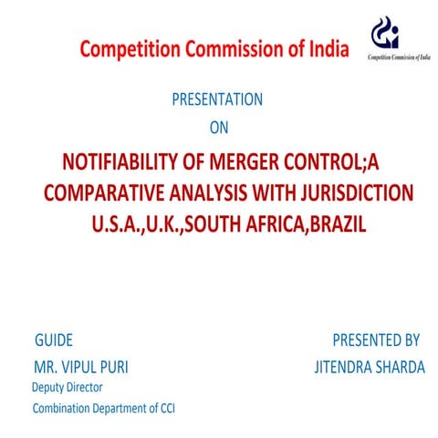 NOTIFIABILITY OF MERGER CONTROL IN COMPETITION ACT | PPT