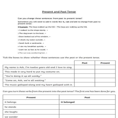 Present and past tense | DOCX
