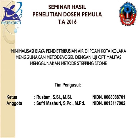 Presentasi Hasil Penelitian Dosen Pemula | PPT