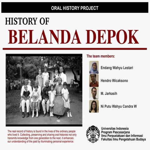 Oral History Project - Belanda Depok | PDF