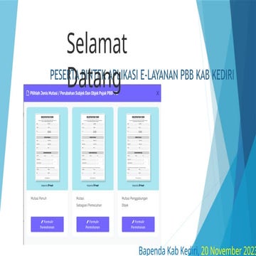 Presentasi e-Layanan PBB Kediri e-Layanan PBB berisi materi layanan pajak online | PPT