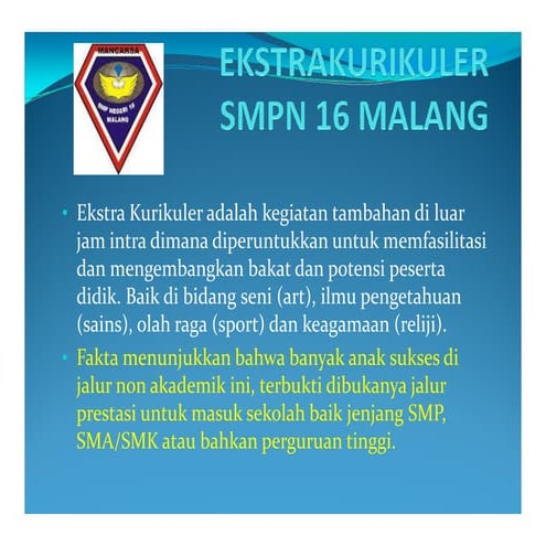 Ekstrakurikuler SMP Negeri 16 Malang | PDF